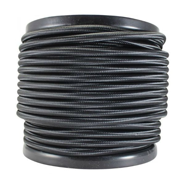 Black Round 2 Conductor Fabric Covered Wire - 100 ft Spool ...