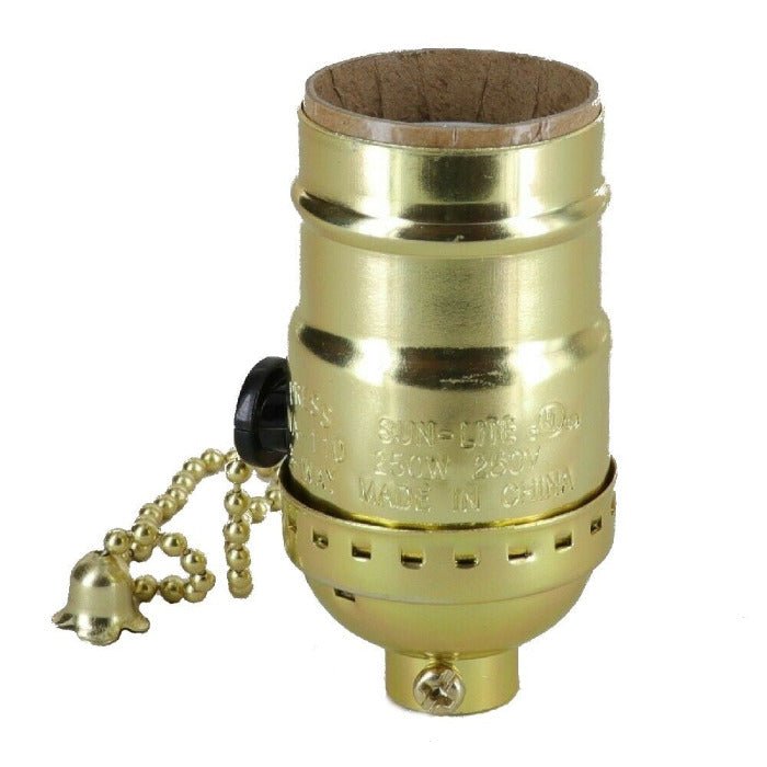 Polished Brass 3-Way Pull-Chain Lamp Socket – Nostalgicbulbs.com