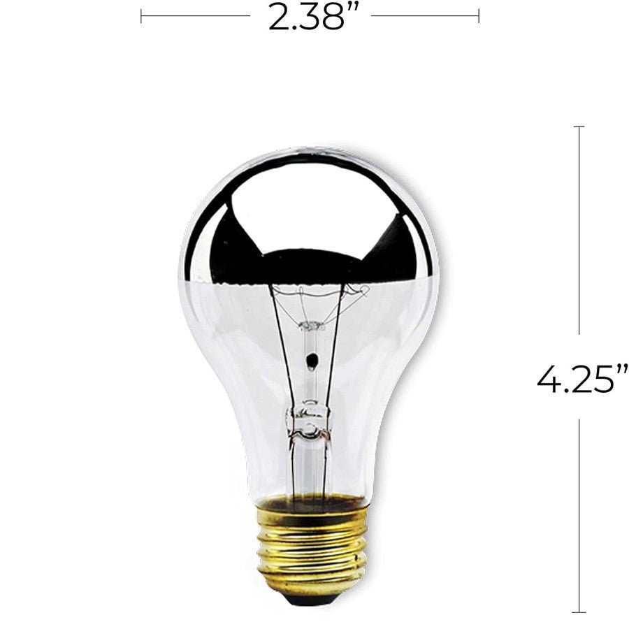 60 Watt Silver Bowl Light Bulb | A19 Clear Half Chrome Bulb ...