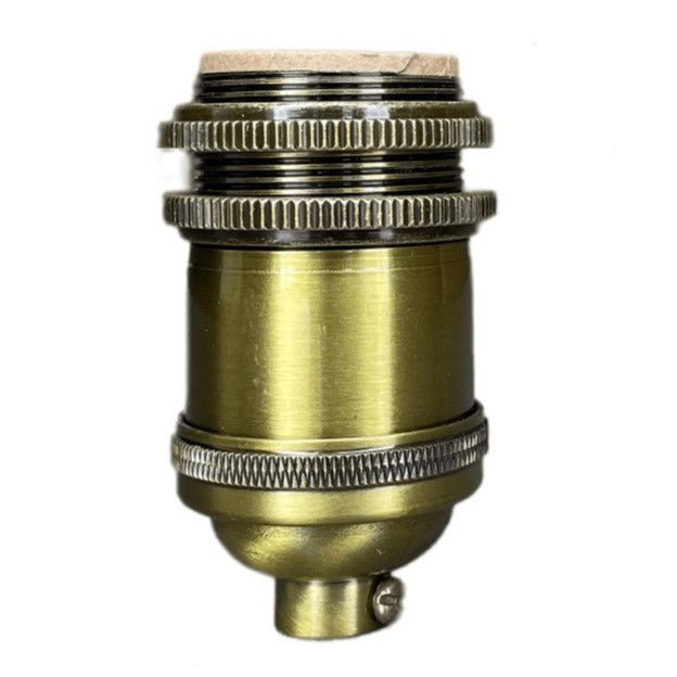Antique Brass Long UNO Thread Light Socket with 2 Rings ...