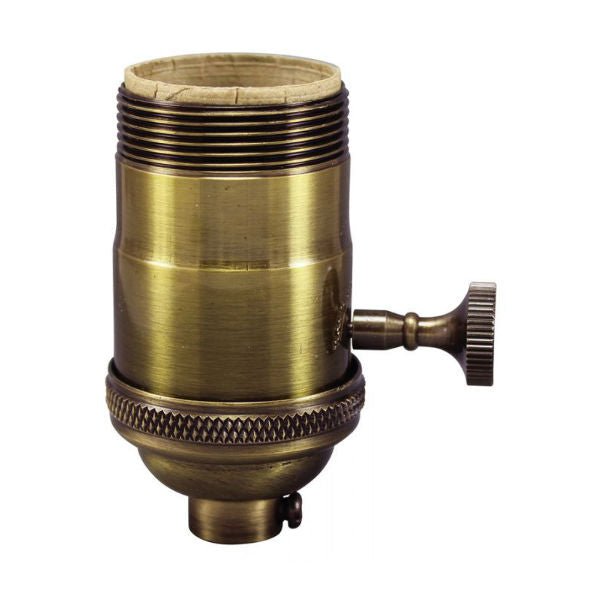 Antique Brass 3-Way Turn Knob UNO Thread Light Socket - Nostalgicbulbs.com