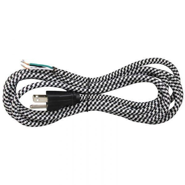 Black & White Cloth Covered SVT-3 Cord Set | Molded Plug ...