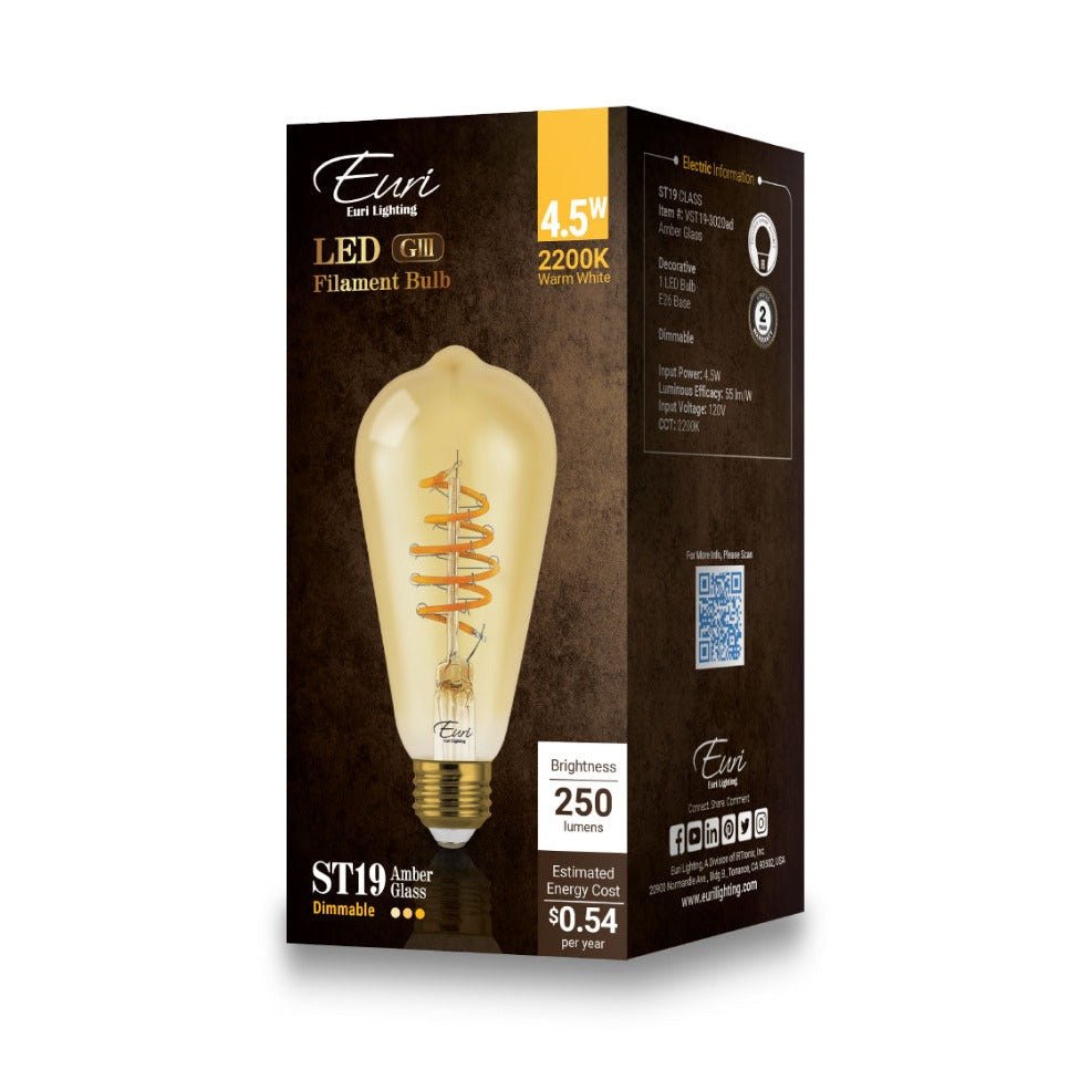 Vintage LED Bulbs | Spiral Filament Amber Edison Bulb - Nostalgicbulbs.com