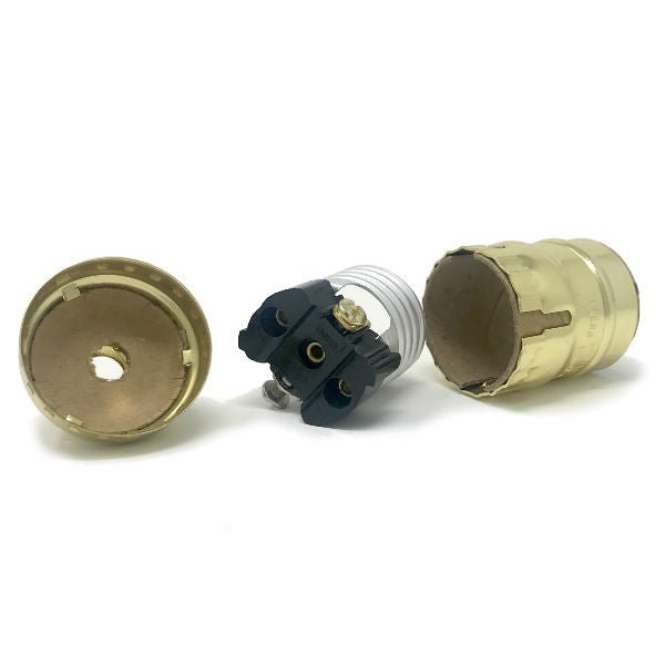Keyless Polished Brass Lamp Socket | Medium (E26) base - Nostalgicbulbs.com