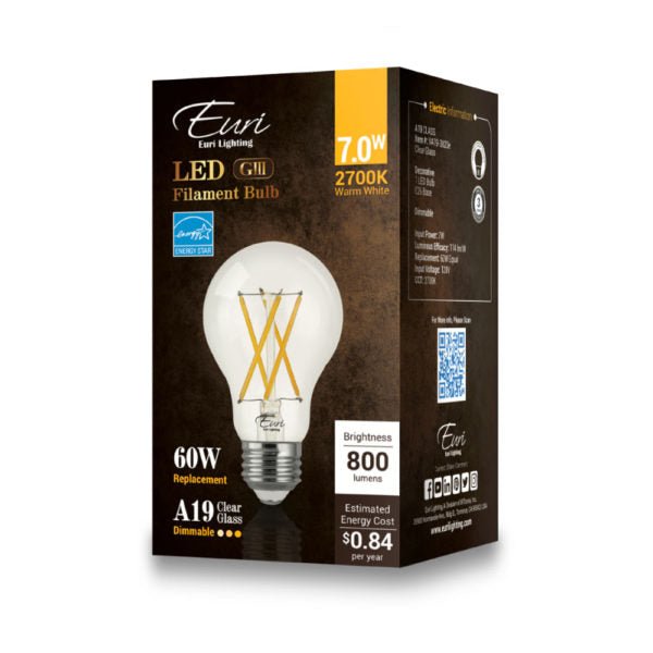 LED Vintage A19 Filament Bulb | Dimmable | Wet Locations ...