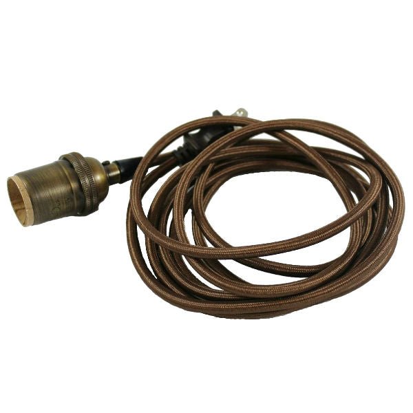 Brown Cord Plug in Pendant | Bare Socket Edison Swag Lamp ...
