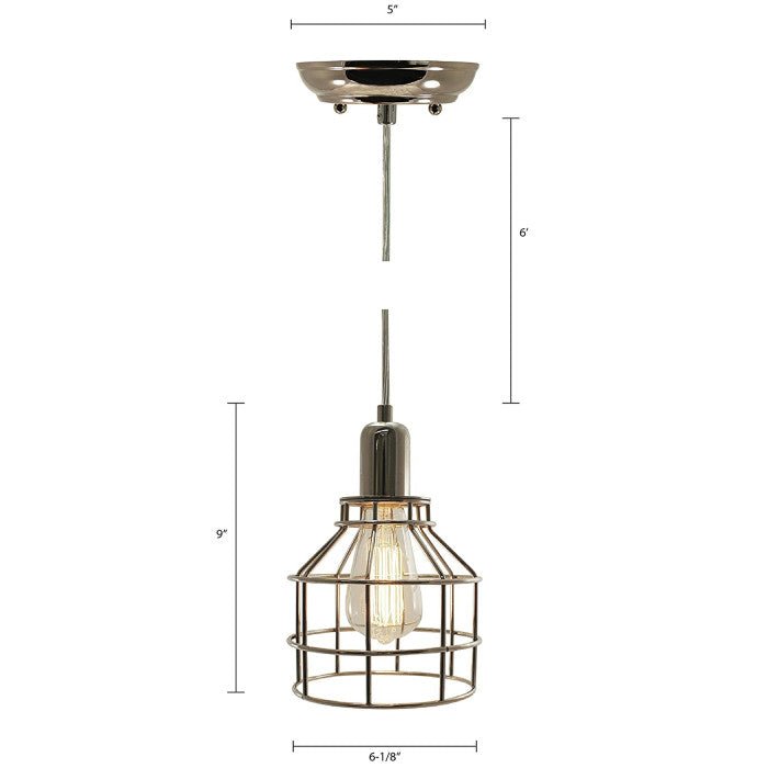 Polished Nickel Industrial Edison Bulb Cage Pendant Light ...