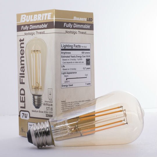 LED Filament Vintage Light Bulb | 600 Lumens | Warm 2200K | 7 Watt ...