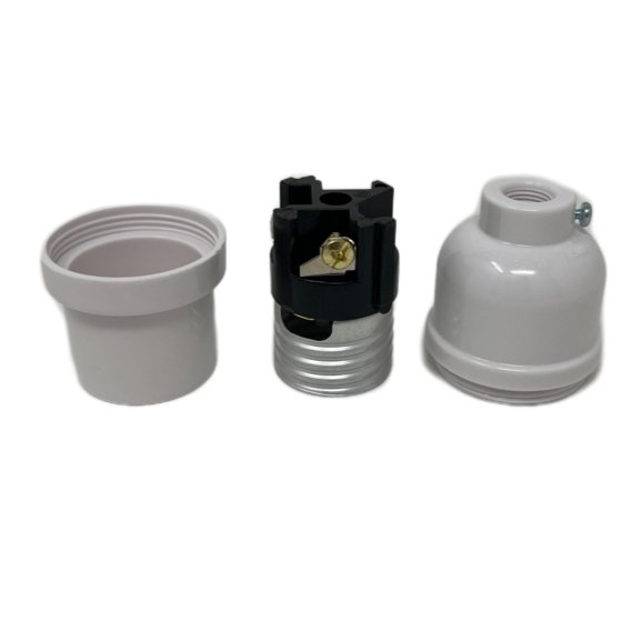 White Keyless Phenolic Lamp Socket | (E26) Medium Base - Nostalgicbulbs.com