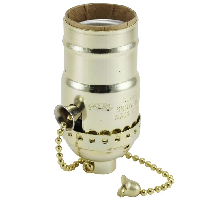 Brass Lamp Socket with Pull Chain | Medium Base E26 - Nostalgicbulbs.com