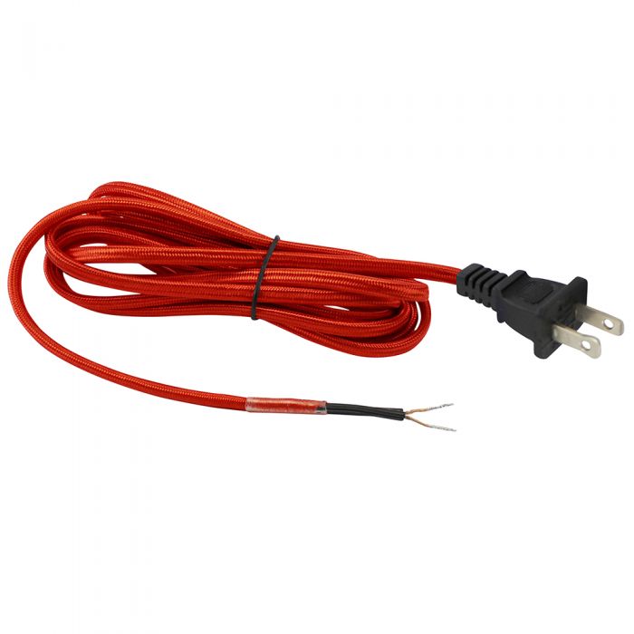 Parallel Red Cloth Covered Lamp Cord with Plug – Nostalgicbulbs.com