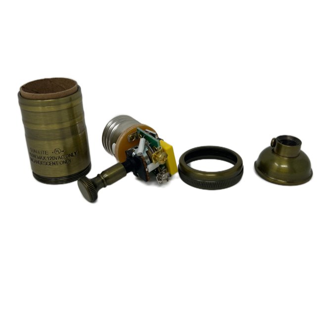 Dimmer Light Socket | Solid Brass | Antique Brass Finish ...